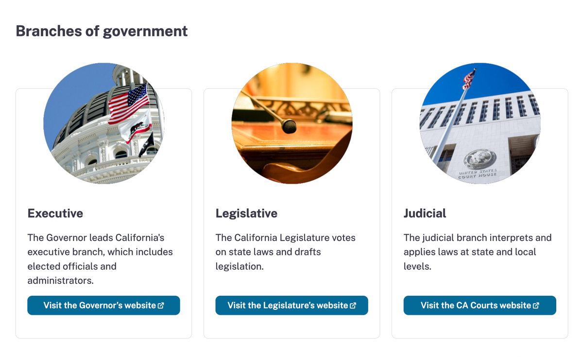 California's Executive, Legislative, and Judicial Branches of ...